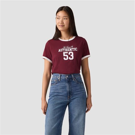 Levis® Womens Graphic Favorite Ringer Tee Red Levis Th
