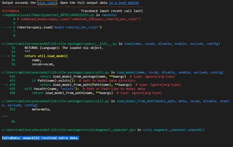 Load Model Spacy Error ExtraData Unpack B Received Extra Data