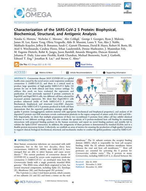 Pdf Characterization Of The Sars Cov 2 S Protein Biophysical Biochemical Structural And