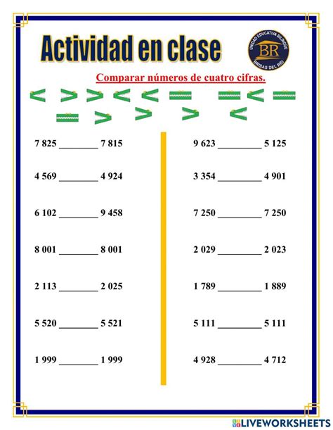 Comparar Números De Cuatro Cifras Worksheet Map Bee Map Screenshot