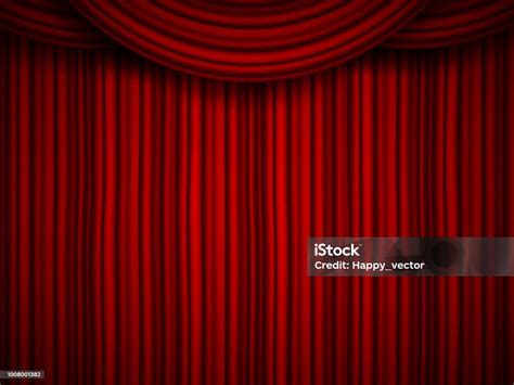 럭셔리 스 칼 렛 레드 실크 벨벳 커튼 및 패브릭 커튼 배경에 고립 된 무대의 크리에이 티브 벡터 일러스트 예술 디자인입니다 음악 파티 연극 서커스 오페라 쇼를 위한 개념
