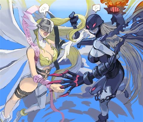 Angewomon And Ladydevimon Digimon And More Drawn By Level Danbooru