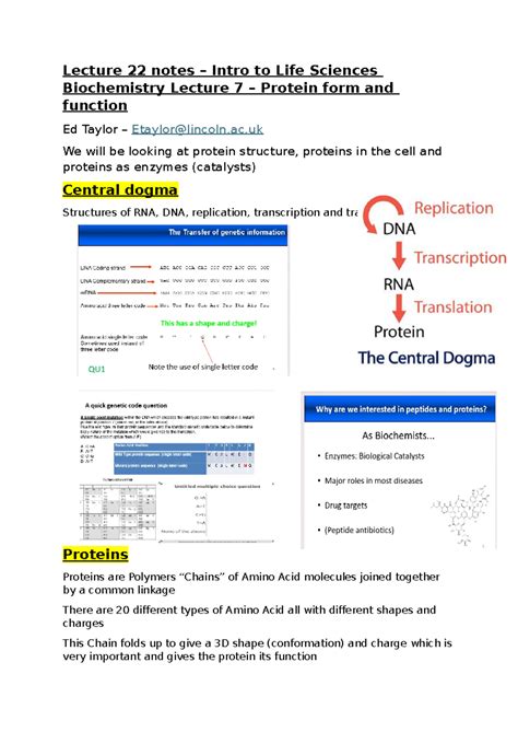Lecture 22 Notes Intro To Life Sciences Lecture 22 Notes Intro To