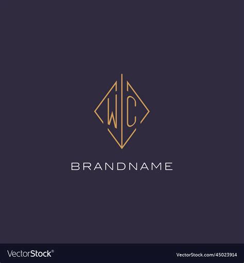 Initial Letter Wc Logo Monogram With Diamond Vector Image