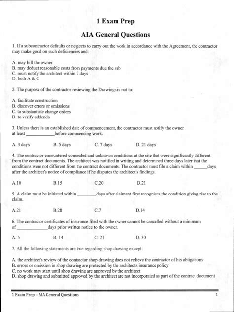 Aia Question And Answers Pdf Architect General Contractor