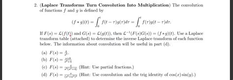 Solved Laplace Transforms Turn Convolution Into