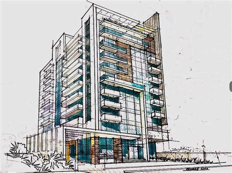 Architectural Drawing With Lots Of Windows