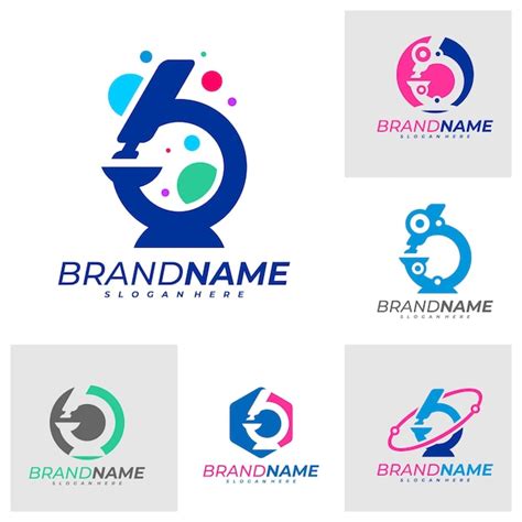 Premium Vector Set Of Microscope Logo Template Science Logo Design Vector