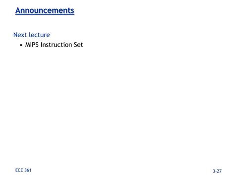 Ppt Ece C61 Computer Architecture Lecture 3 Instruction Set