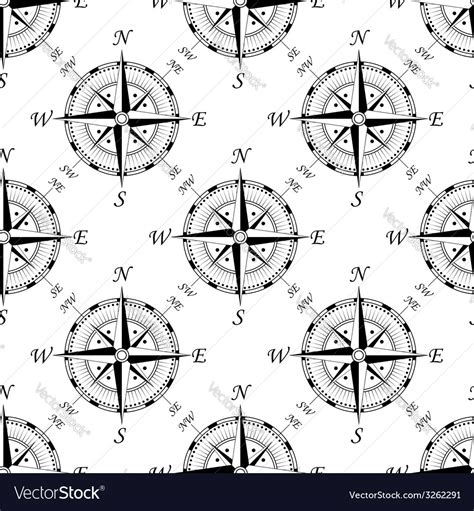 Vintage Compass Seamless Pattern Royalty Free Vector Image