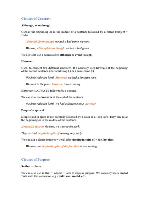 Clauses Of Contrast Pdf