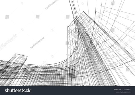 Abstract Architecture Linear Drawing Vector Illustration Stock Vector