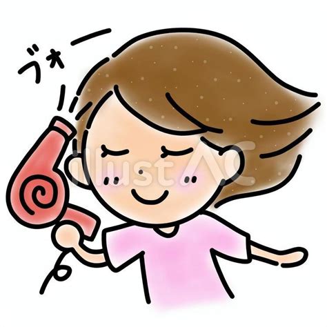 髪を乾かす女性 シンプルイラストイラスト No 22224153｜無料イラスト・フリー素材なら「イラストac」