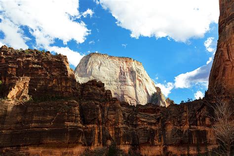The Great White Throne And Canyon Wall Zion National Park Utah