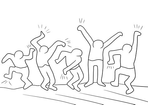 The Dancing Figures By Keith Haring Coloring Page Free To Print Or Download