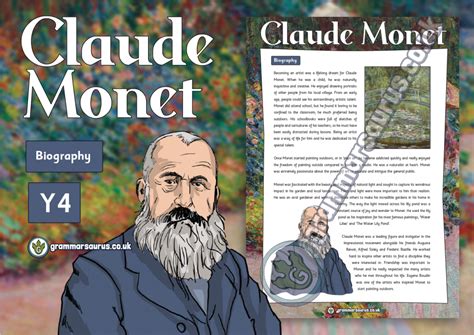 Year 4 Model Text Biography Claude Monet Grammarsaurus