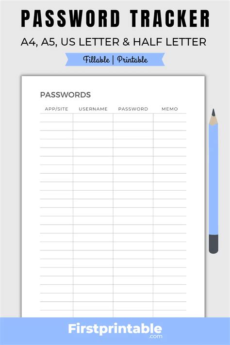 Free Printable Password Tracker Free Printables