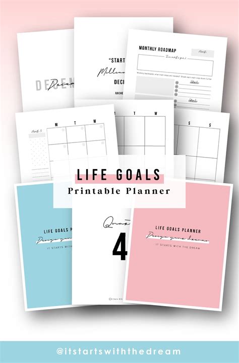 2026 Life Planner Annual Goal Setting Planner Printable Planner Dream Life Journal B W