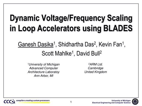 Ppt Dynamic Voltagefrequency Scaling In Loop Accelerators Using