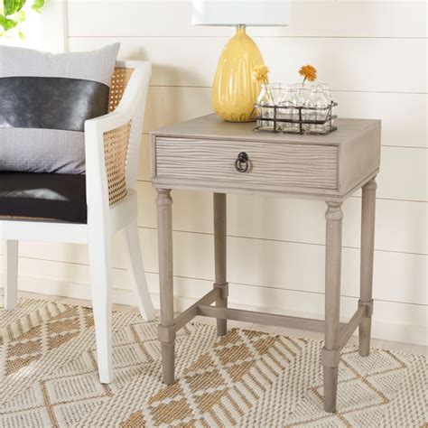 Safavieh Mabel Solid Glam 1 Drawer Accent Table Griege