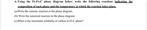 A Using The Fe Fec Phase Diagram Below Write The Following Reactions
