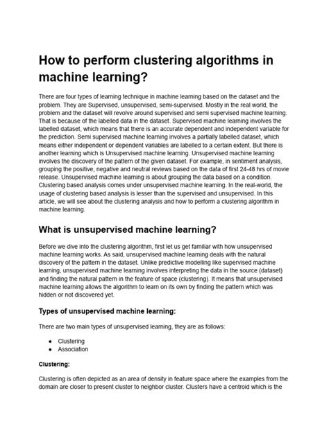 copy of how to perform clustering algorithms in machine learning pdf