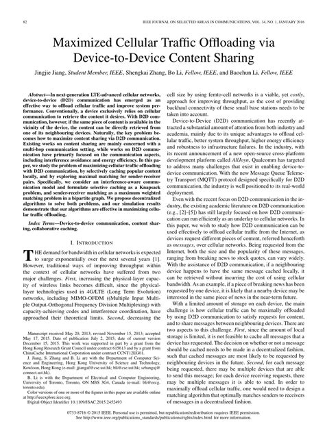 Pdf Maximized Cellular Traffic Offloading Via Device To Device Content Sharing