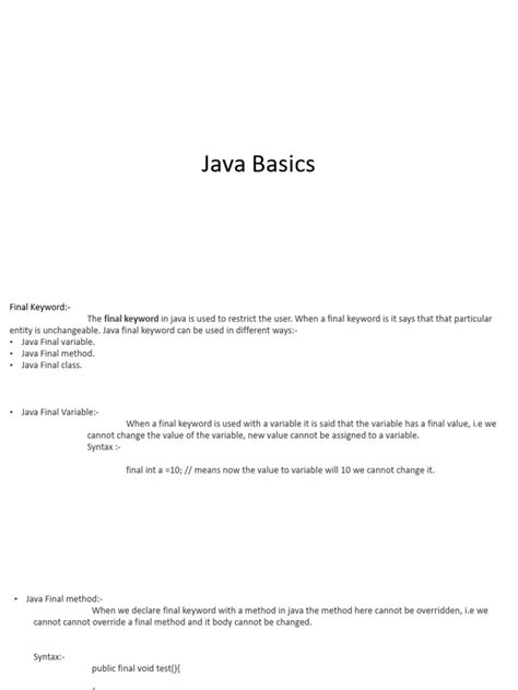 Understanding Java Final Keyword And Interfaces Pdf