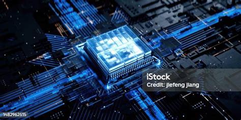 사이버 펑크 Ai의 3d 렌더링 회로 기판 기술 배경 중앙 컴퓨터 프로세서 Cpu 및 Gpu 개념 마더 보드 디지털 칩 기술
