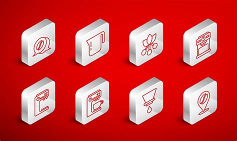 커피 원두 커피 포트 지점 머신 V60 메이커 대화 및 아이콘으로 라인 위치를 설정합니다 벡터 3차원 형태에 대한 스톡 벡터 아트 및 기타 이미지 Istock