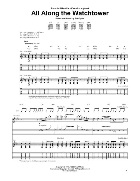 All Along The Watchtower By Jimi Hendrix Guitar Tab Guitar Instructor
