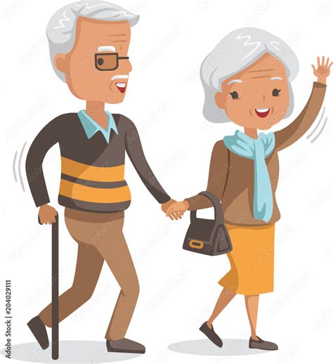 Old Couple Walking Hand In Hand