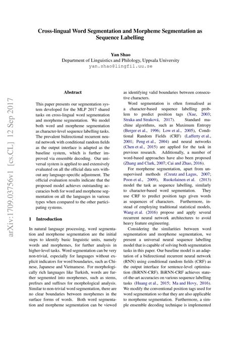 Cross Lingual Word Segmentation And Morpheme Segmentation As Sequence Labelling Deepai