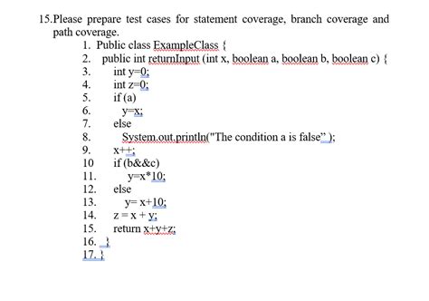 Solved 15please Prepare Test Cases For Statement Coverage