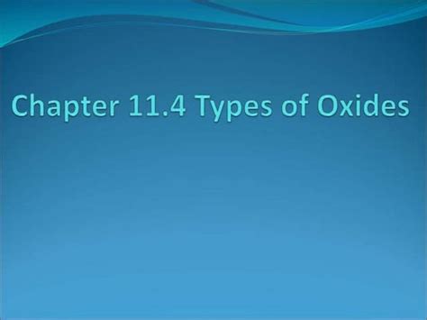 Oxides And Their Classification Ppt