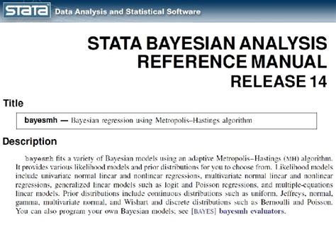 Introduction To Bayesian Analysis Using Stata Chuck Huber
