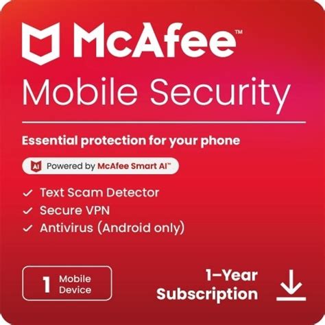 Mcafee Mobile Security Antivirus Software For 1 Device Android Ios 1 Year Subscription
