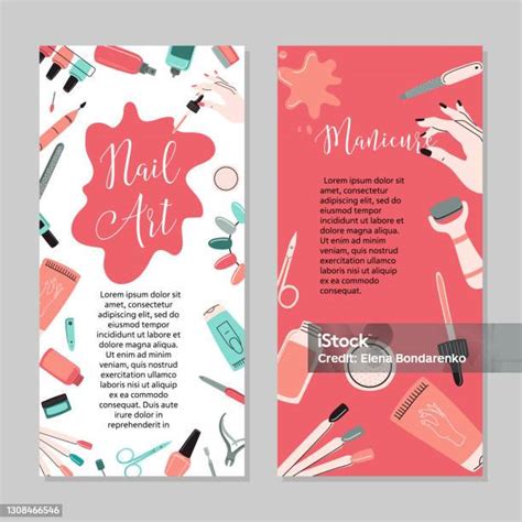 매니큐어 개념 뷰티 스튜디오 와 살롱 사이트 헤더 배너 명함 브로셔 및 전단지 벡터 만화 일러스트레이션 네일 살롱에 대한 스톡 벡터 아트 및 기타 이미지 Istock