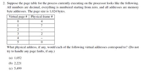 Solved 2 Suppose The Page Table For The Process Currently
