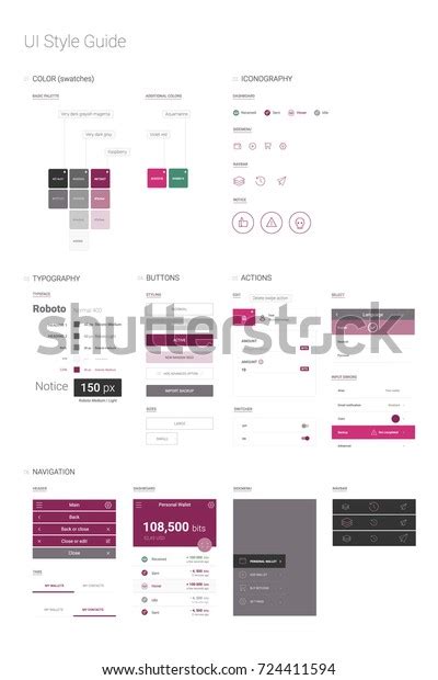 User Interface Application Style Guide Stock Vector Royalty Free
