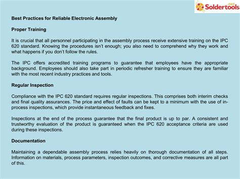 Ppt Ipc 620 Standard Best Practices For Reliable Electronic Assembly