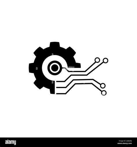 Digital Technology Gear Icon Concept Isolated On White Background Vector Illustration Stock