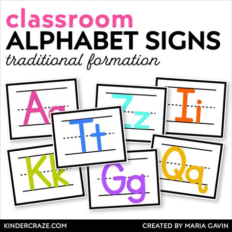 Classroom Alphabet With Rainbow Letters Manuscript Style
