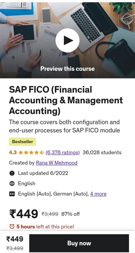 SAP FICO Financial Accounting Management Accounting Course Details