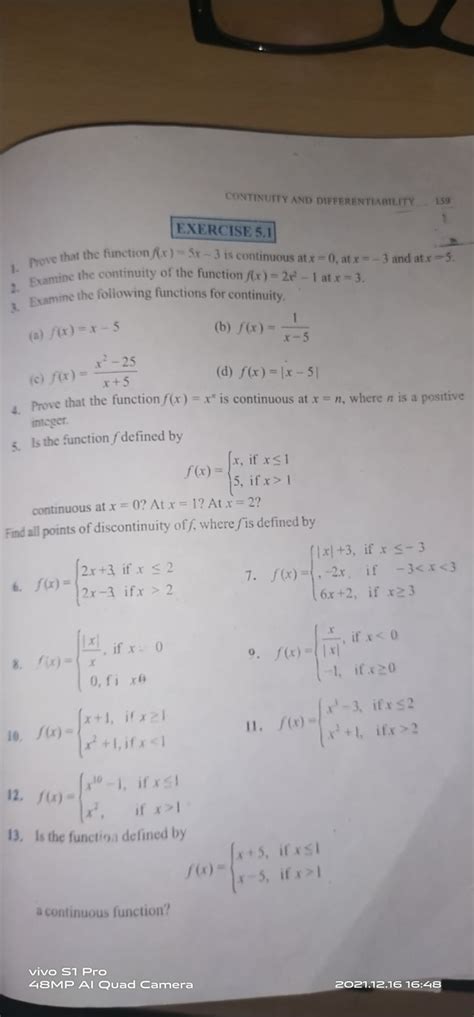 Continuity And Differentiability Mathematics Assignment Teachmint