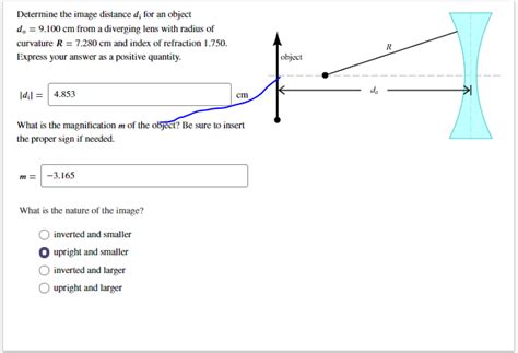 solved determine the image distance di for an object do