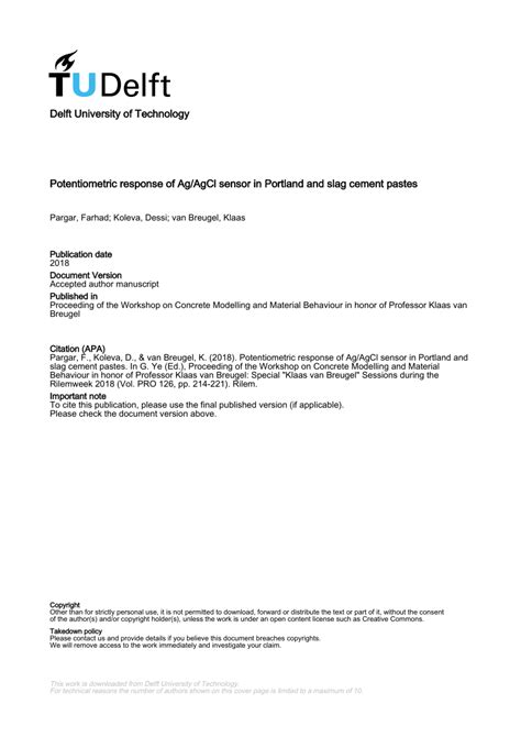 Pdf Potentiometric Response Of Agagcl Sensor In Portland And Slag