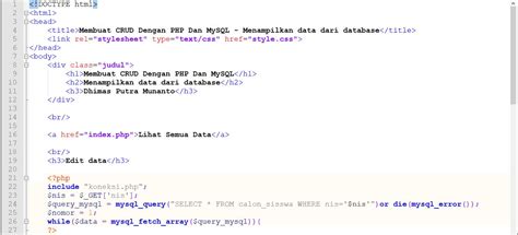 Membuat Crud Dengan Php Dan Mysql Edit Data Dhimas Putra Munanto