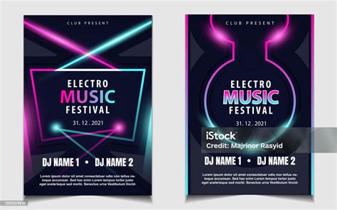 야간 댄스 파티 음악 레이아웃 커버 디자인 템플릿 배경 다채로운 어두운 파란색 반짝이 스타일 광 전자 벡터 3차원 형태에 대한 스톡 벡터 아트 및 기타 이미지 Istock