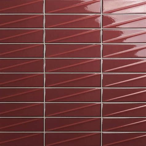 Ivy Hill Tile Rhythm Ruby Red 299 In X 12 In Glossy Ceramic Subway